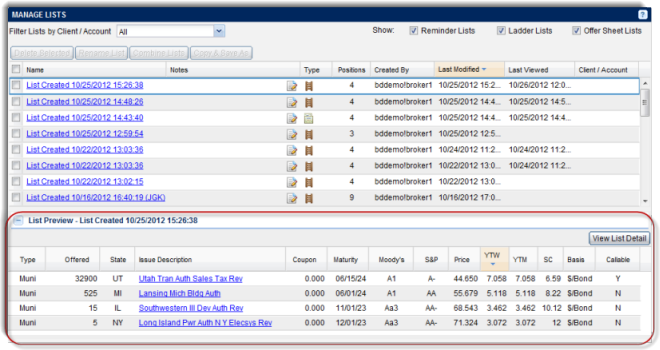 Previewing Items in a List